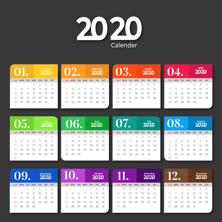 แนะนำ 10 ดีไซน์ปฏิทินปี 2020 (พ.ศ. 2563) แบบ Vector ที่นำไปใช้งานได้ฟรี ...